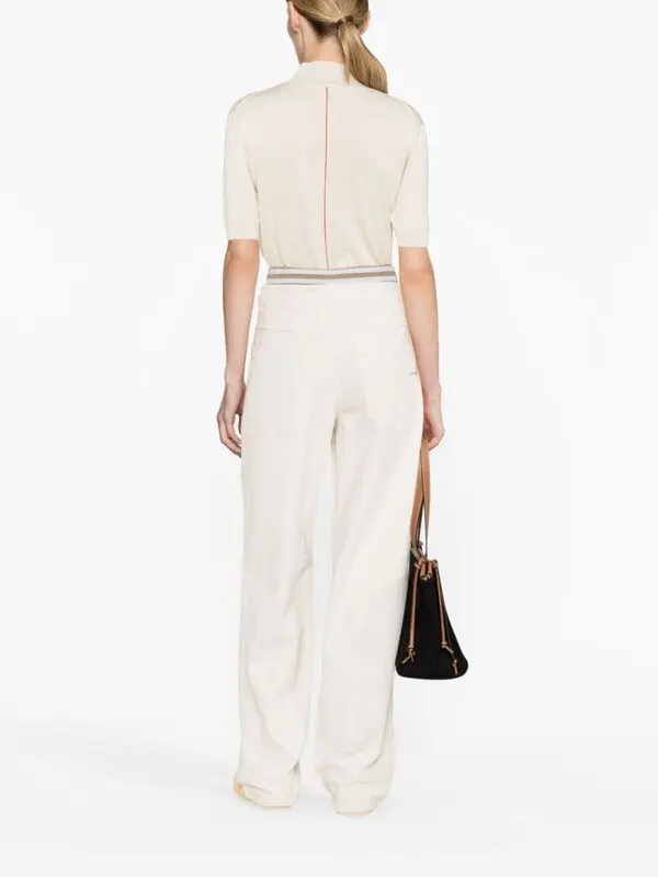 Brunello Cucinelli Striped-waistband Wide-leg Jeans