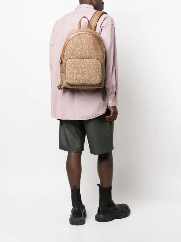 Versace Logo-print Backpack - Neutrals