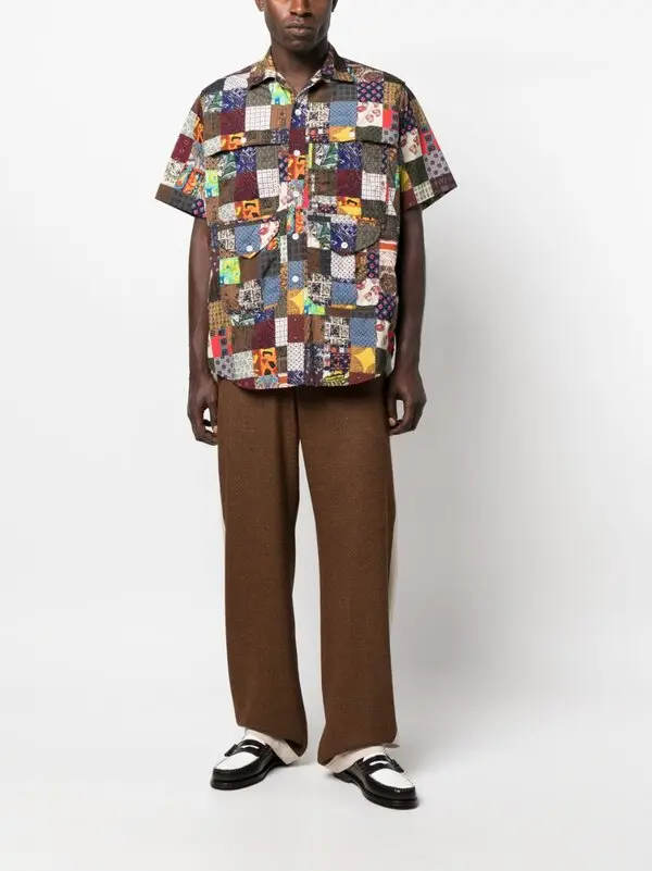 BEAMS Adventure Patchwork-print Shirt