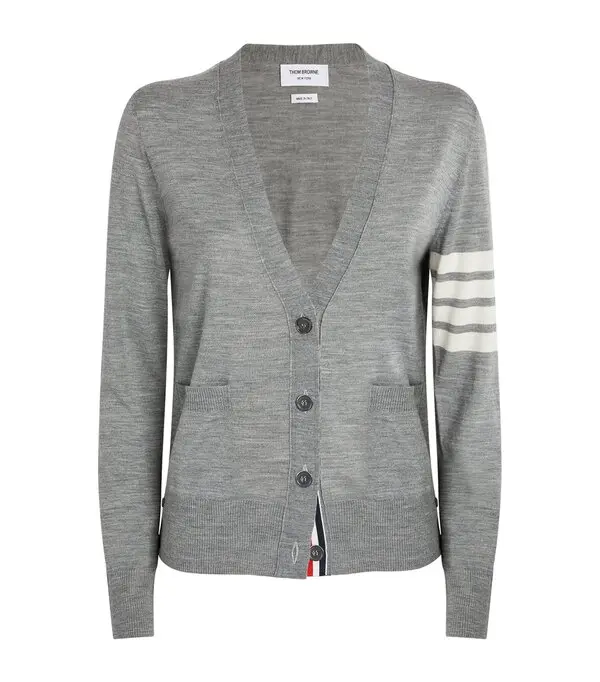 Thom Browne Wool 4-bar Stripe Cardigan - Grey