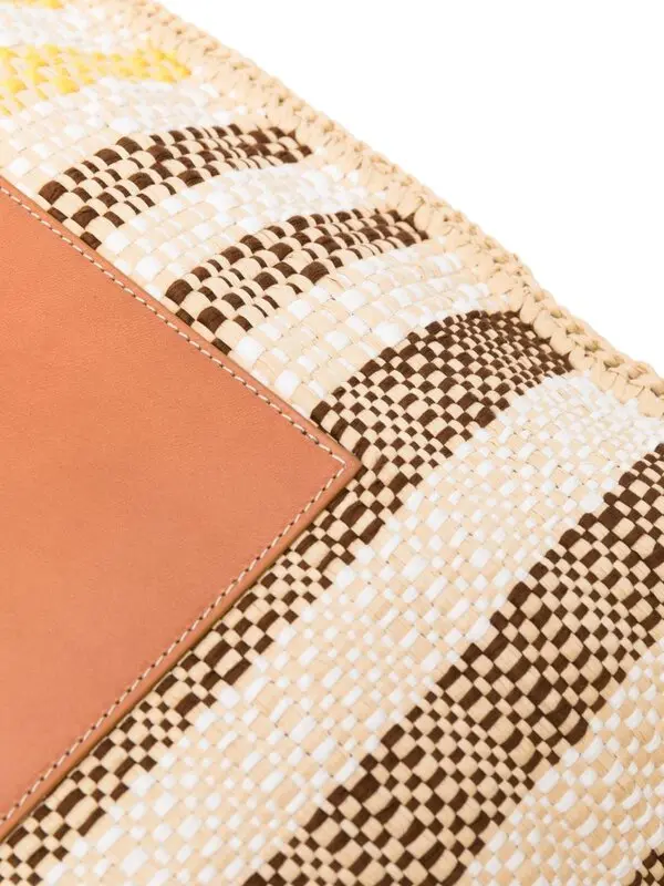 JIL SANDER Striped Woven Raffia Tote Bag