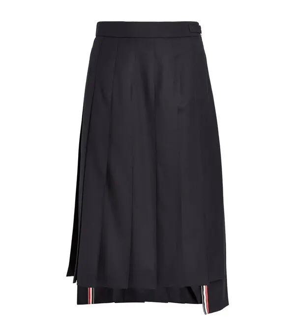 Thom Browne Pleated Midi Skirt - Navy
