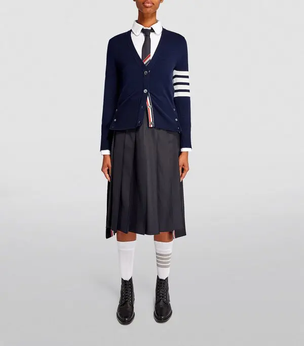 Thom Browne Pleated Midi Skirt - Navy