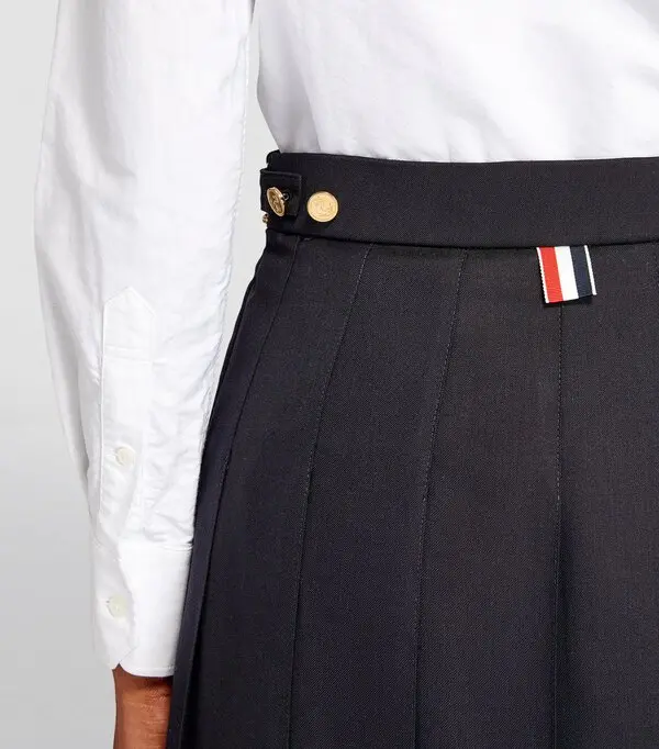 Thom Browne Pleated Midi Skirt - Navy