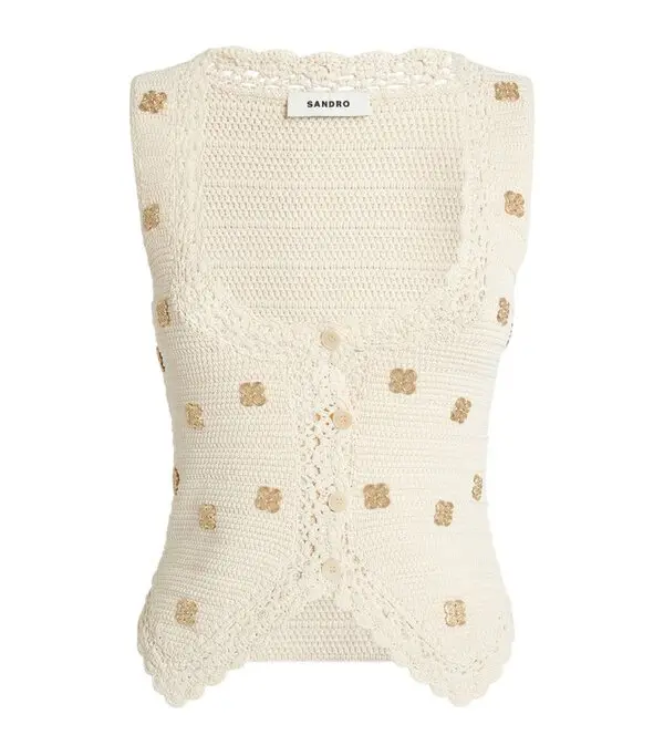 Sandro Crochet Waistcoat Tank Top