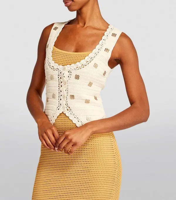 Sandro Crochet Waistcoat Tank Top