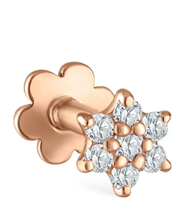 MARIA TASH And White Diamond Flower Stud Earring - Rose Gold