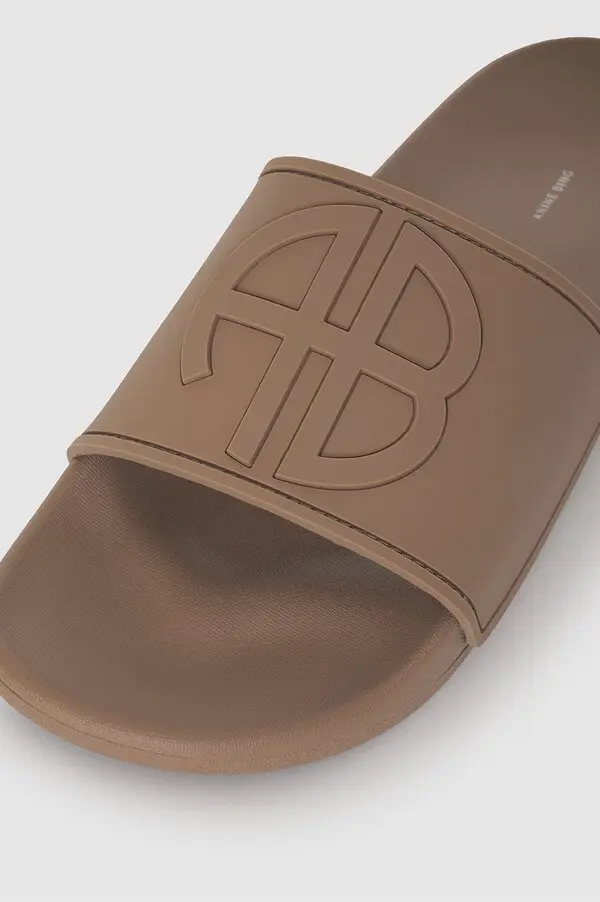 ANINE BING Isla Slides - Camel Monogram