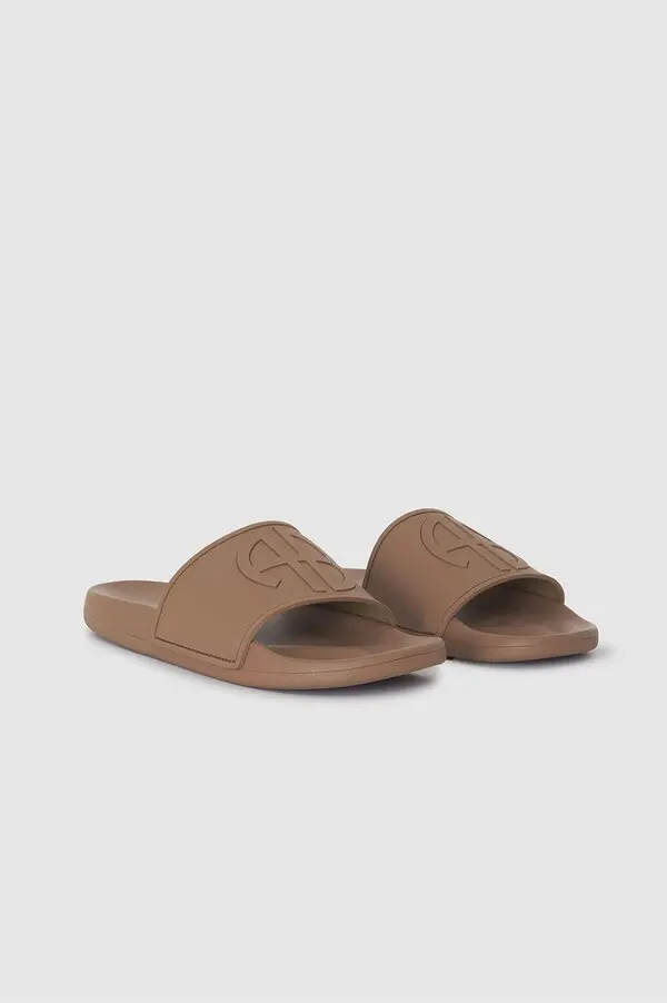 ANINE BING Isla Slides - Camel Monogram