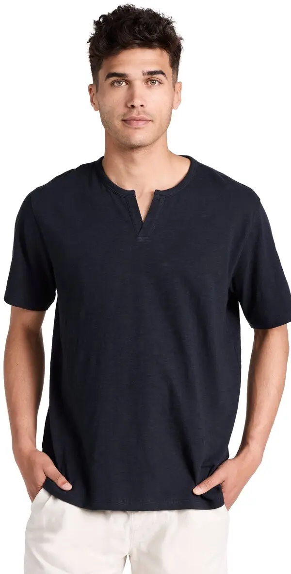 Vince Slub Split Neck Tee - 403cbl