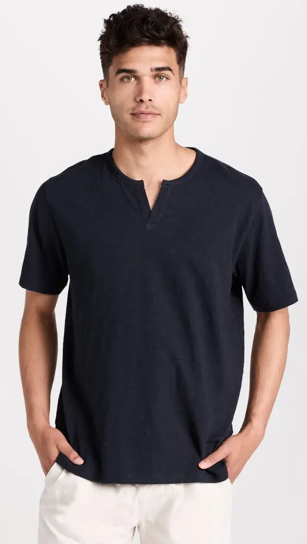 Vince Slub Split Neck Tee - 403cbl