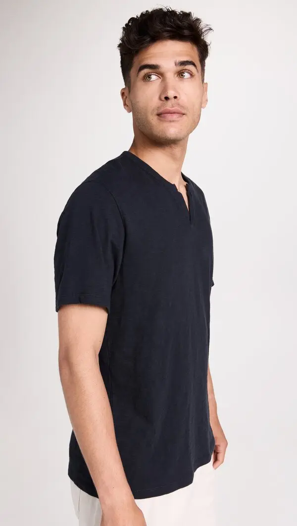 Vince Slub Split Neck Tee - 403cbl