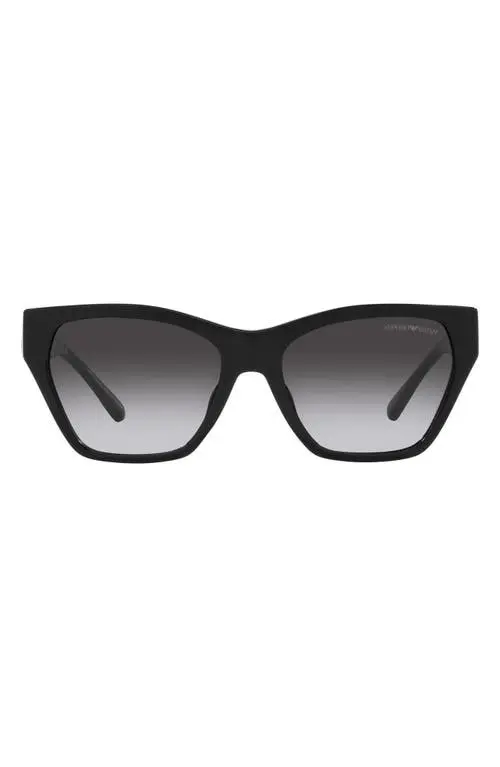 Emporio Armani 55mm Cat Eye Sunglasses - Shiny Black