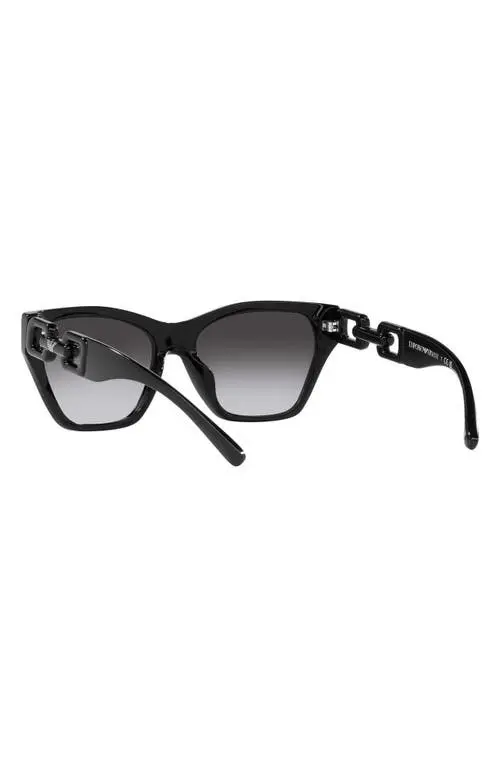 Emporio Armani 55mm Cat Eye Sunglasses - Shiny Black