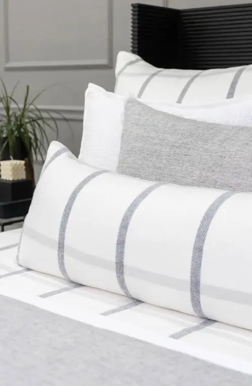POM POM AT HOME Copenhagen Windowpane Check Cotton Blanket - White/grey