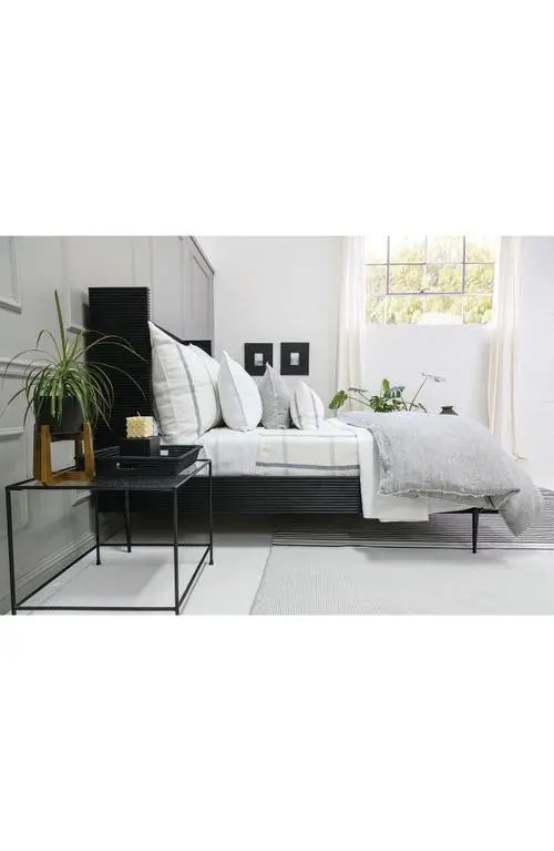 POM POM AT HOME Copenhagen Windowpane Check Cotton Blanket - White/grey