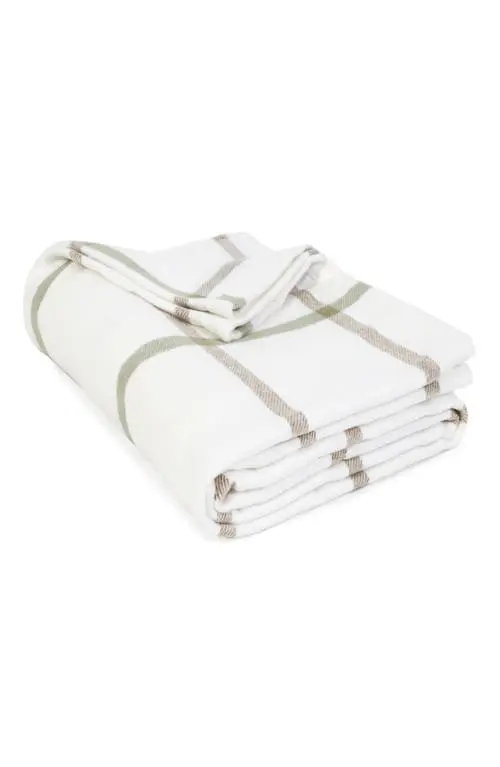 POM POM AT HOME Copenhagen Windowpane Check Cotton Blanket - White/olive