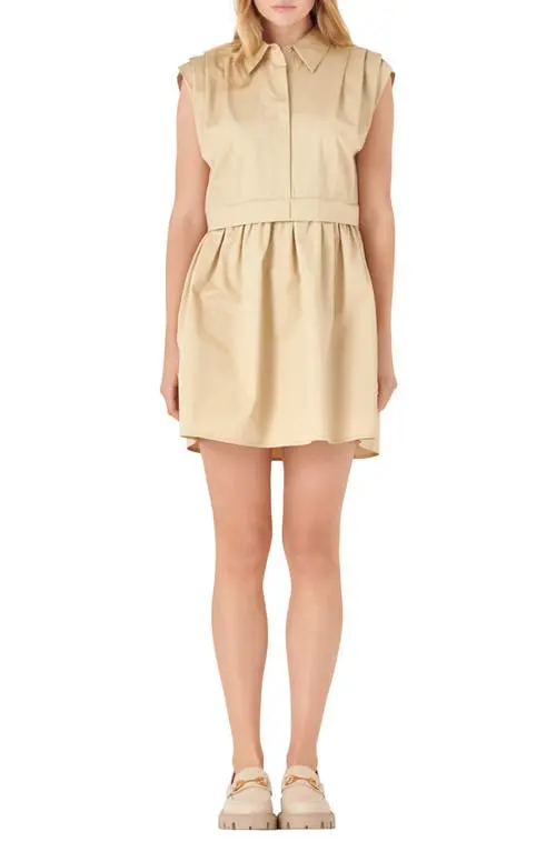 English Factory Pleated Shoulder Shirtdress