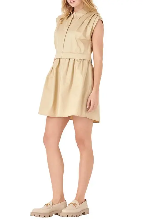 English Factory Pleated Shoulder Shirtdress