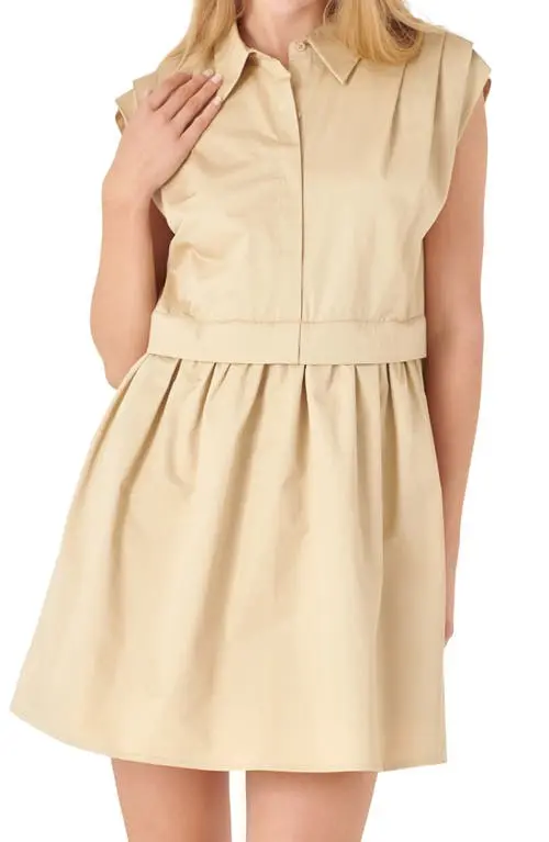 English Factory Pleated Shoulder Shirtdress