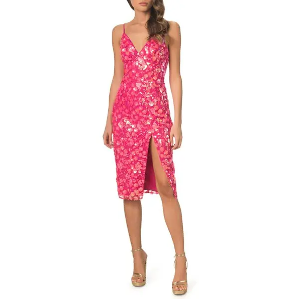 Dress The Population Anastasia Sequin Floral Cocktail Sheath Dress In Hot  Pink Multi - 60% Off | Editorialist