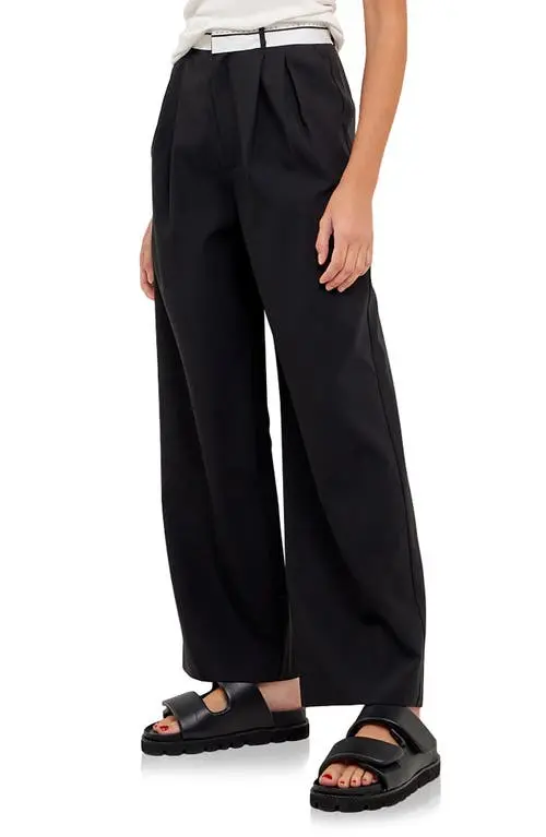 GREY LAB Contrast Waist Wide Leg Pants