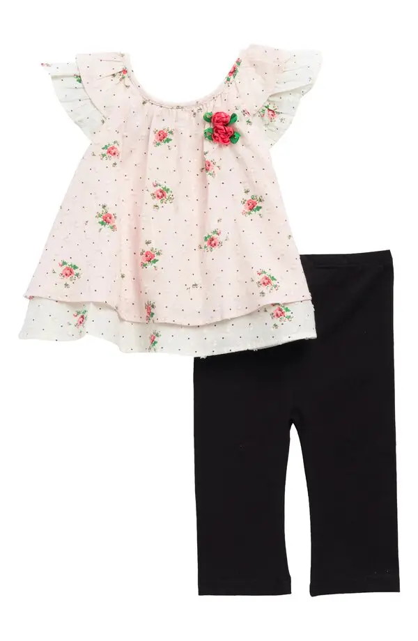 PIPPA & JULIE Dainty Floral Swing Top & Leggings Set
