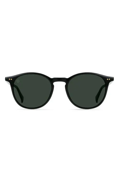 Raen Basq 50mm Polarized Round Sunglasses - Recycled Black/green Polar