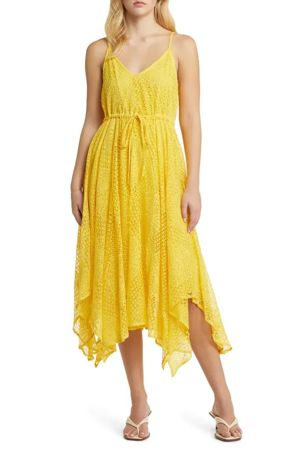 Topshop Tie Waist Crochet Maxi Dress In Yellow - 55% Off | Editorialist