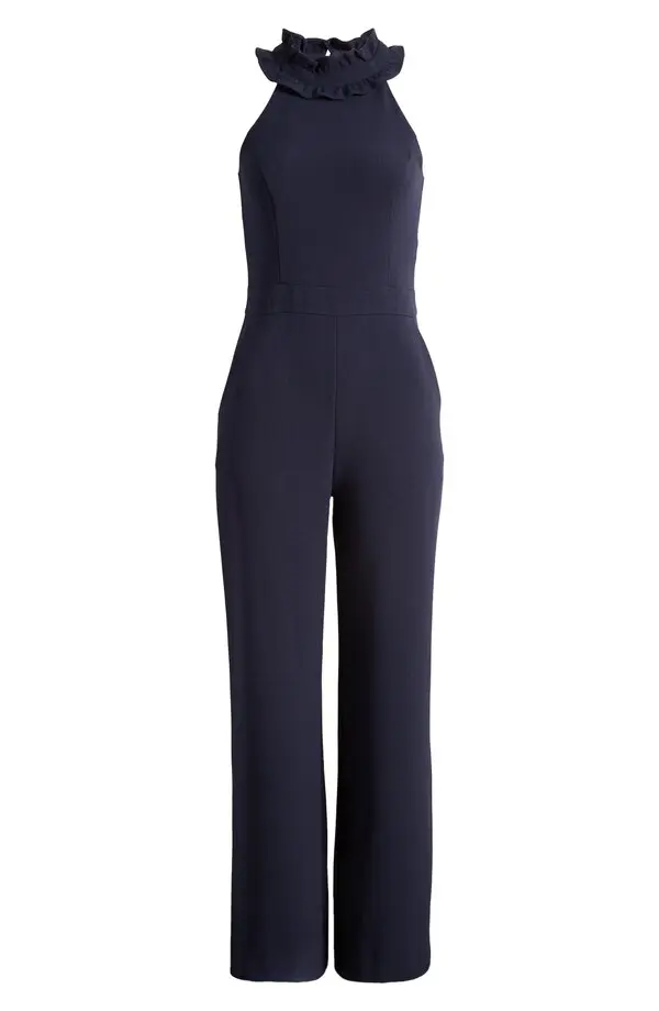 Eliza J Ruffle Halter Neck Jumpsuit