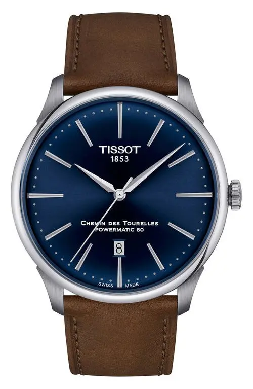 TISSOT Chemin Des Tourelles Powermatic 80 Strap Watch - Brown
