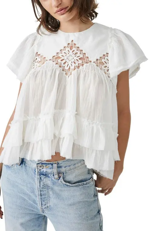 Free People Harrison Lace Ruffle Blouse