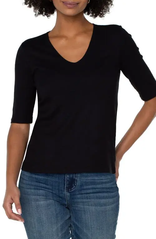 LIVERPOOL Double Layer V-neck Rib Top