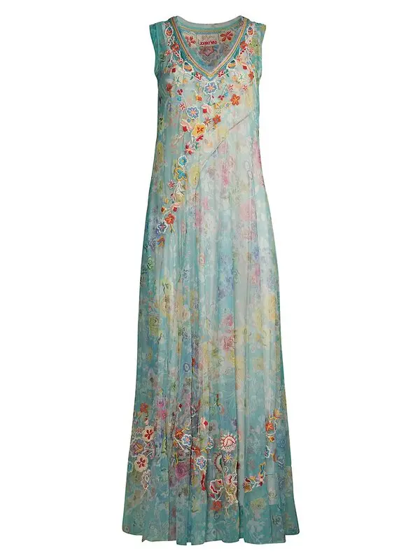johnny was forever flower mesh dress Johnny Was Forever Flower Mesh Dress In Neutral - 63% Off