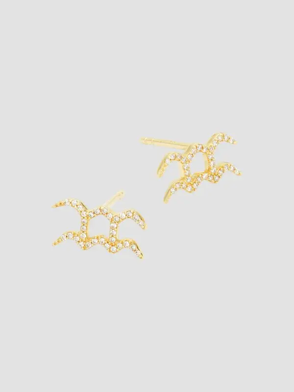 Saks Fifth Avenue Collection 14k Yellow Gold & 0.07 Tcw Diamond Zodiac Stud Earrings - Aquarius