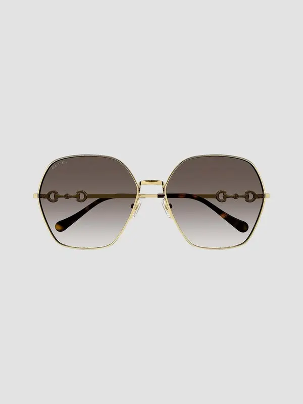 Gucci Horsebit 62mm Geometric Sunglasses - Gold