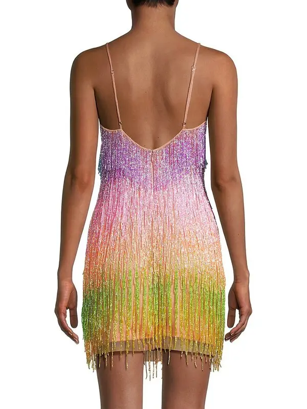 Liv Foster Ombr Beaded Fringe Minidress In Neutral - 20% Off | Editorialist