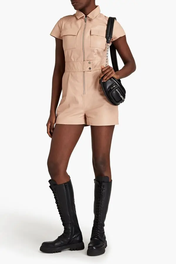 Walter Baker Pleated Leather Playsuit