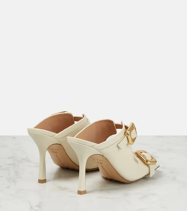 Bottega Veneta Stretch Buckle Leather Mules - Beige