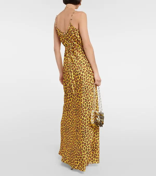 Rabanne Chain-detail Leopard-print Slip Dress - Multicoloured