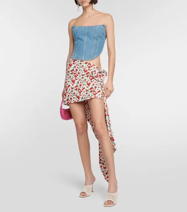 Magda Butrym Floral Appliqué Miniskirt - Multicoloured