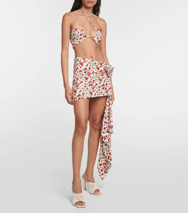 Magda Butrym Floral Appliqué Miniskirt - Multicoloured