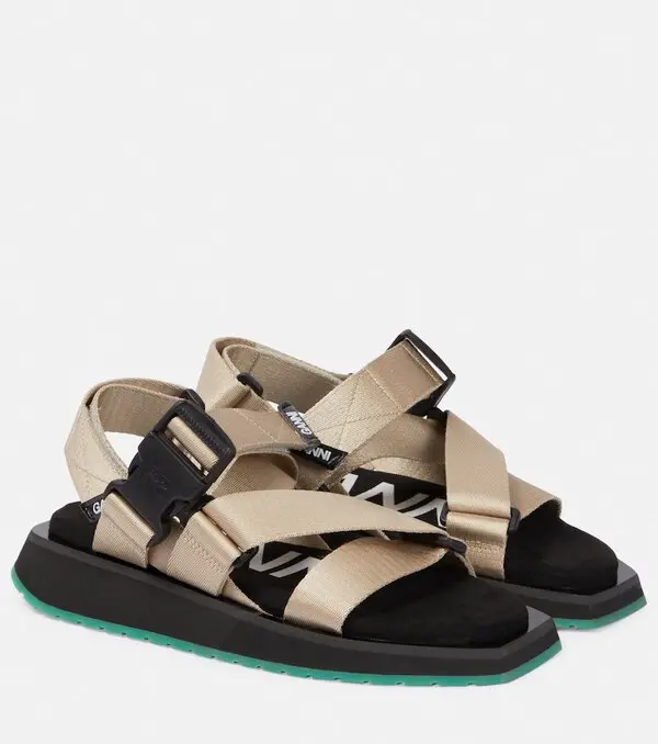 GANNI Performance Webbing Sandals - Beige