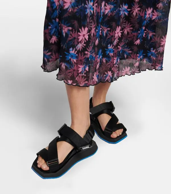 GANNI Performance Webbing Sandals - Black