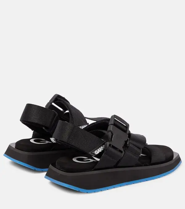 GANNI Performance Webbing Sandals - Black