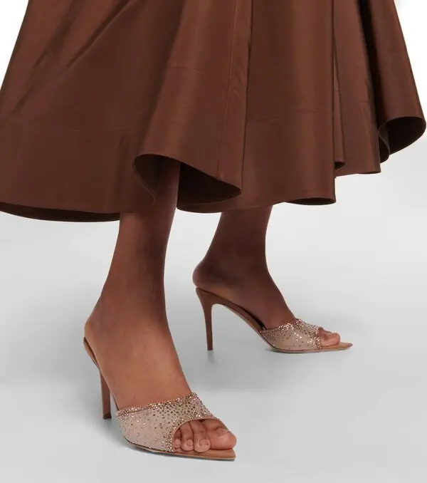 GIANVITO ROSSI Rania Embellished Mesh And Suede Mules