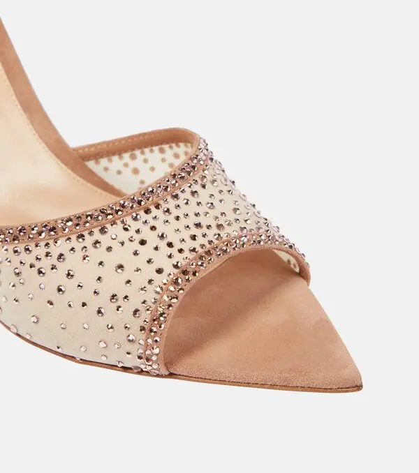 GIANVITO ROSSI Rania Embellished Mesh And Suede Mules