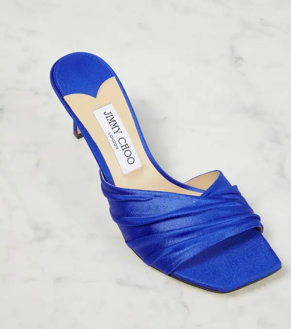 JIMMY CHOO Basil 75 Jersey And Leather Mules