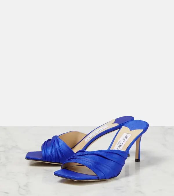 JIMMY CHOO Basil 75 Jersey And Leather Mules