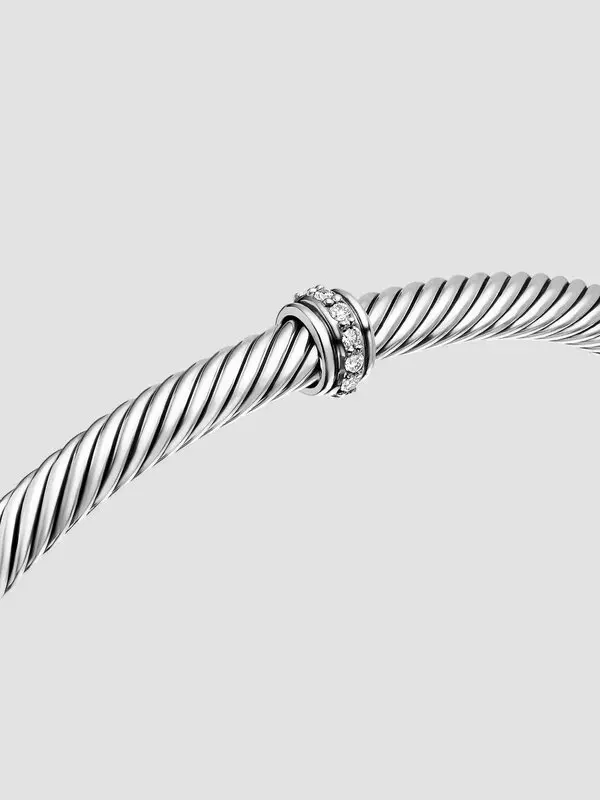 David Yurman Cable Classics Center Station Bracelet With Pavé Diamonds - Sterling Silver